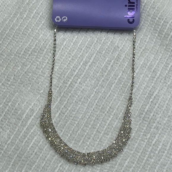 Claire's | Jewelry | Nwt Claires Silver Rhinestones Necklace With ...